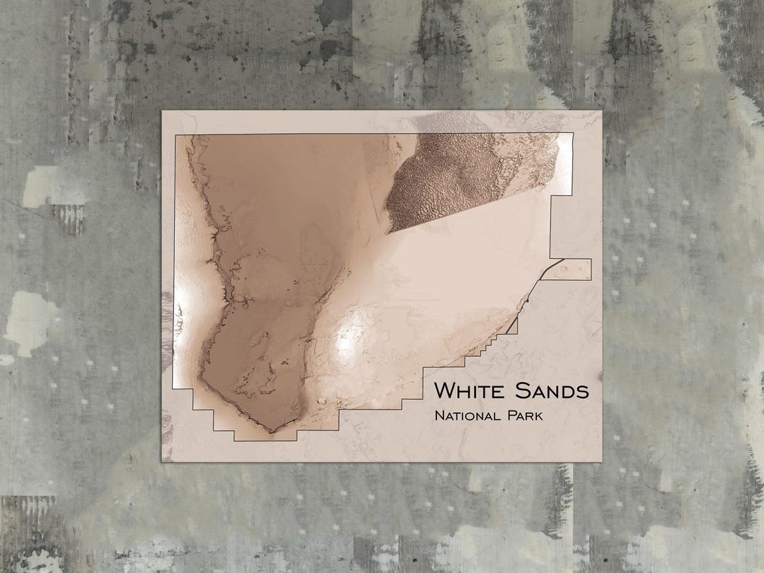 White Sands National Park Map Art Print White Sands New Mexico ...