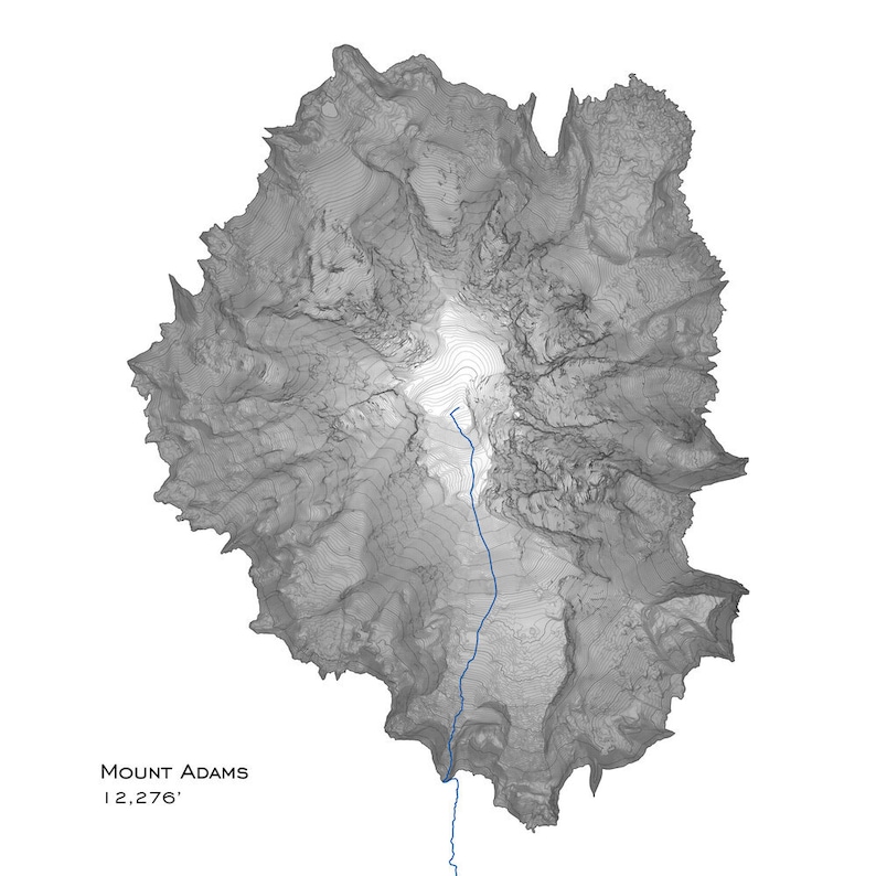 Mt Adams Topographic Map Artwork Mount Adams Art Print | Etsy