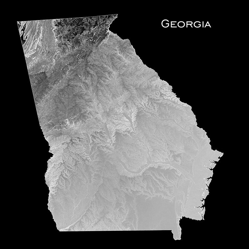 Georgia Map Art Print US State Topographic Map | Etsy