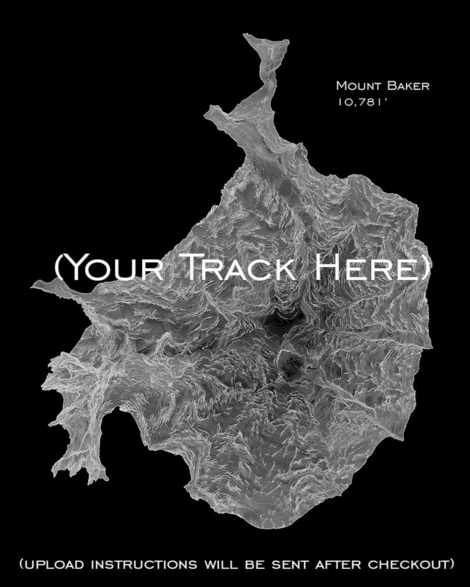 Mt Baker Topo Map Wall Art Mount Baker Map Print | Etsy