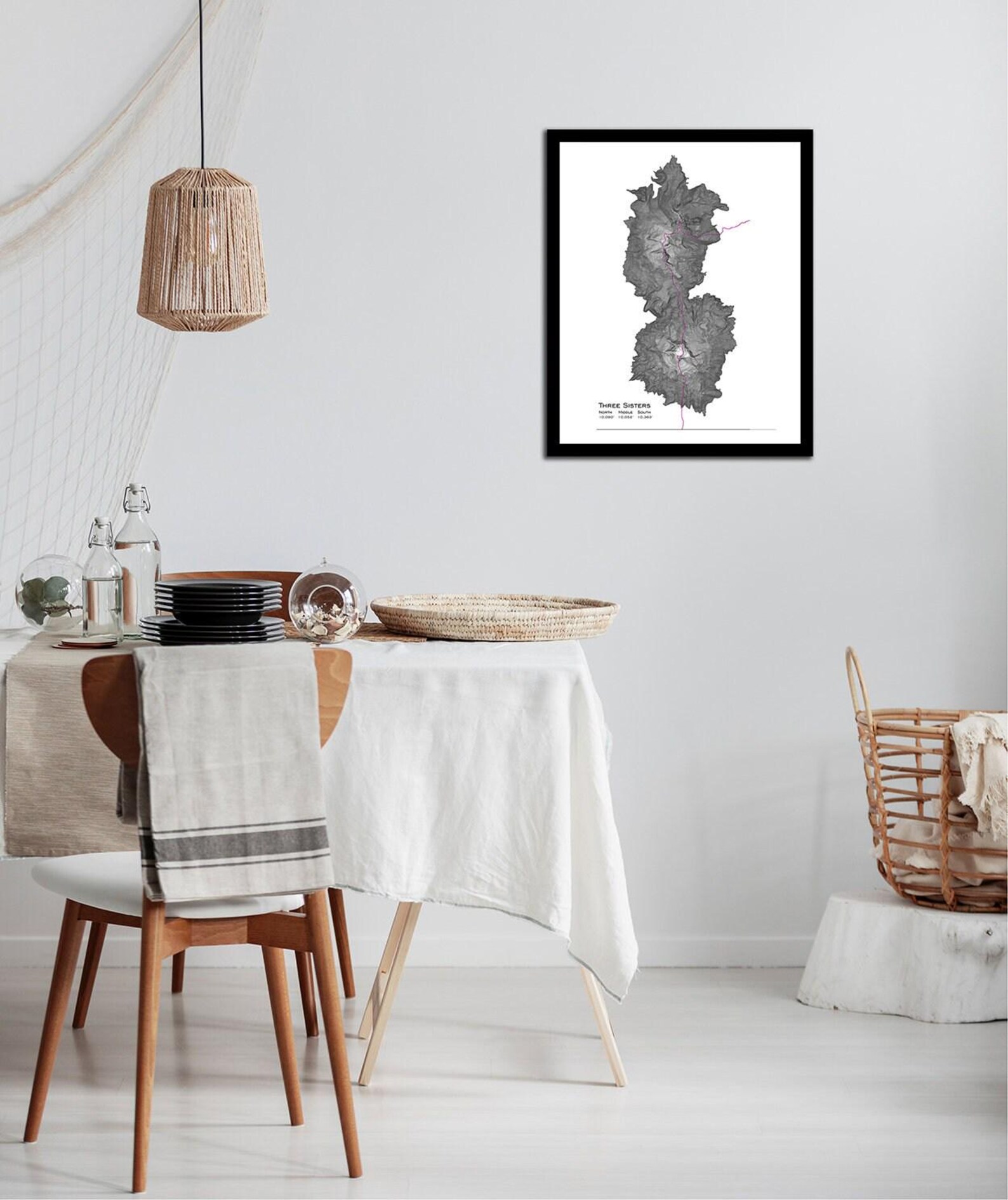 Three Sisters Topographic Map Art | Oregon Wilderness Map, Sisters ...