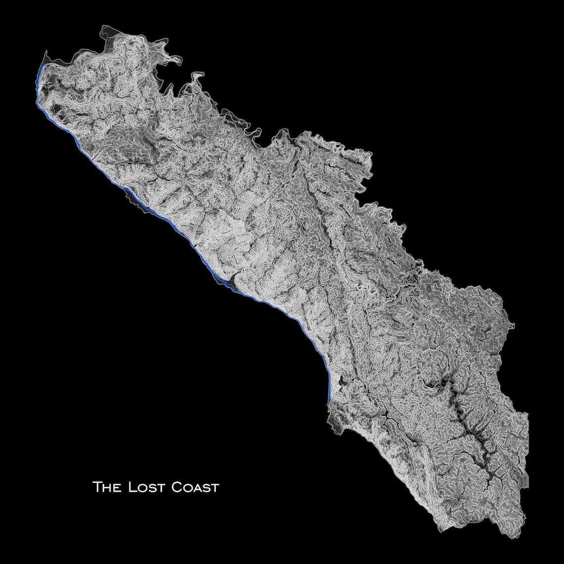 Lost Coast Trail Map | King Range Wilderness, Northern California Print ...