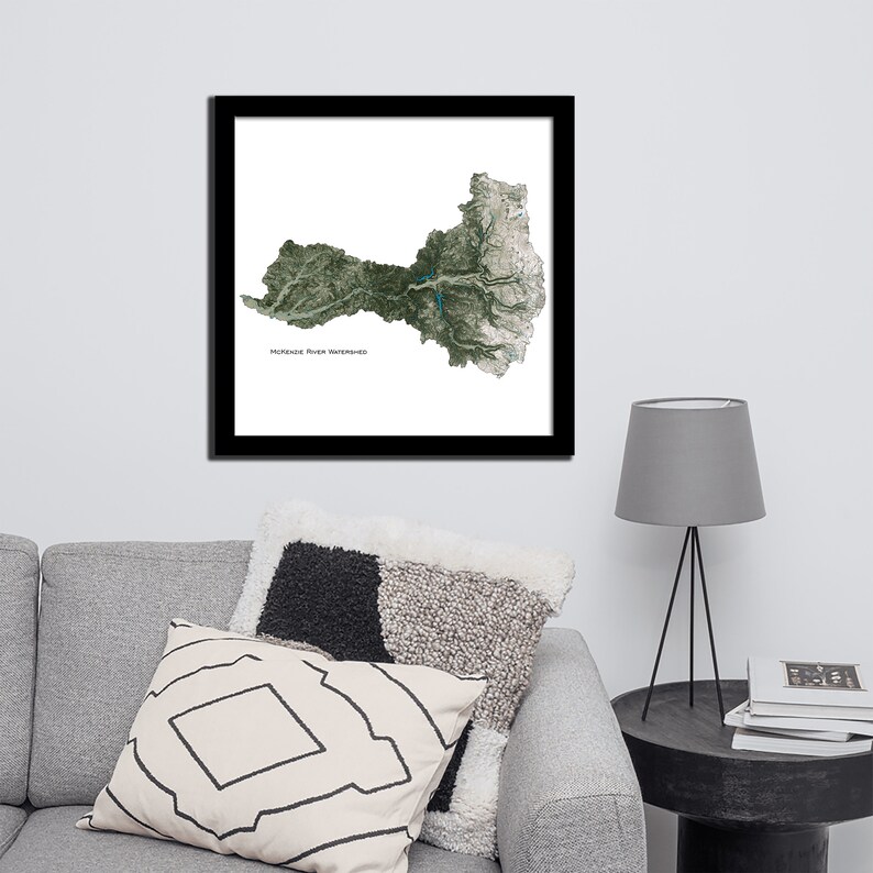 Mckenzie River Watershed Map Topographic River Map, PNW Lover Gift - Etsy