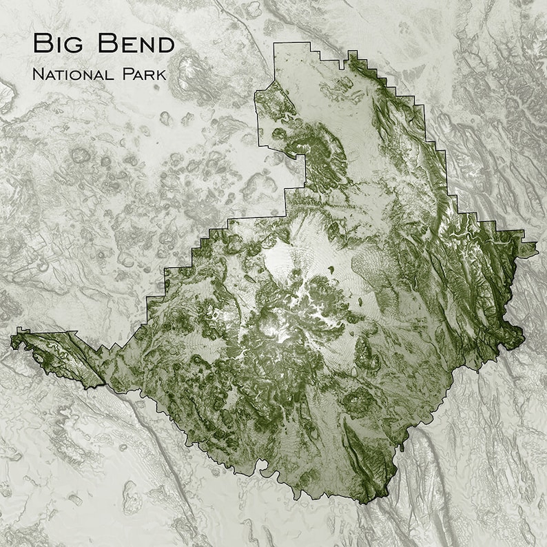 Big Bend National Park Map Art Big Bend Topographic Poster - Etsy