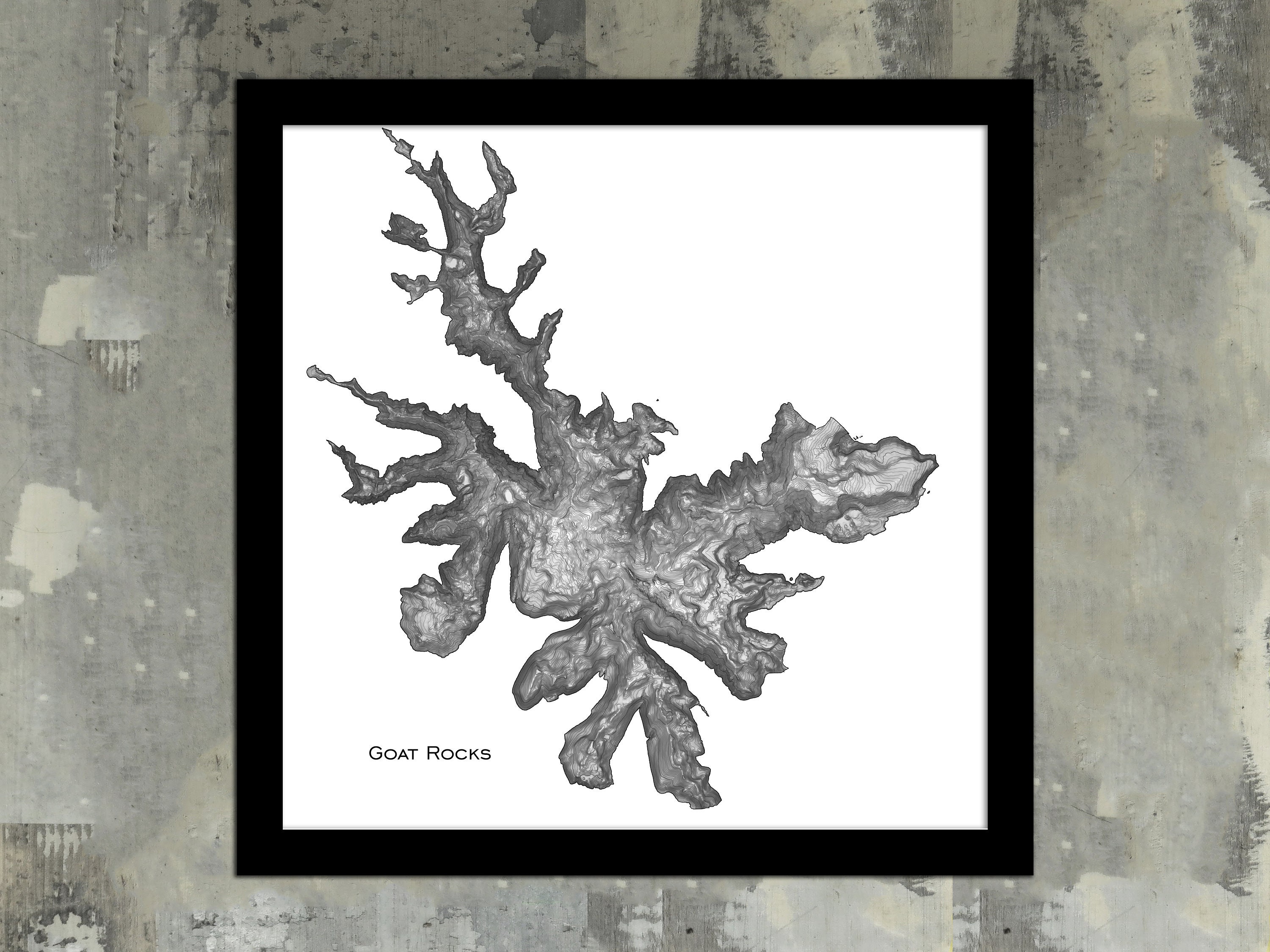 Goat Rocks Map Art Print Cascade Mountains Toporgaphic Map - Etsy