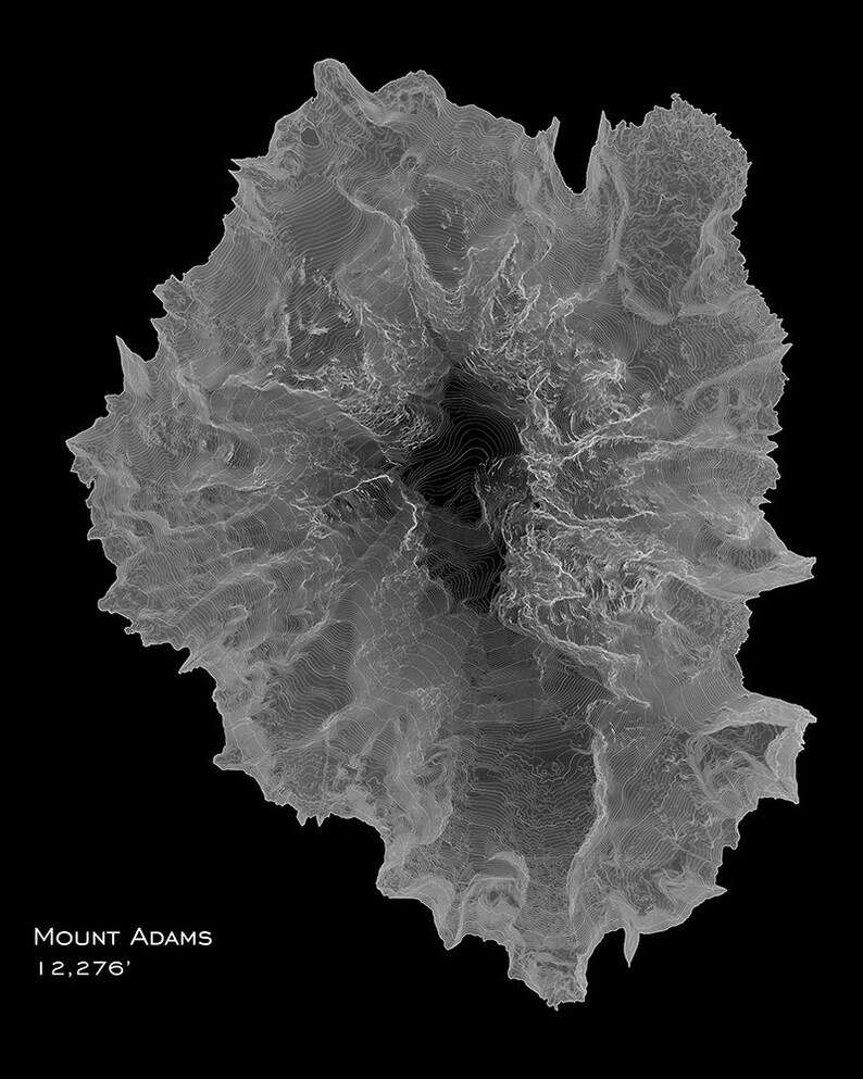 Mt Adams Topographic Map Artwork Mount Adams Art Print | Etsy