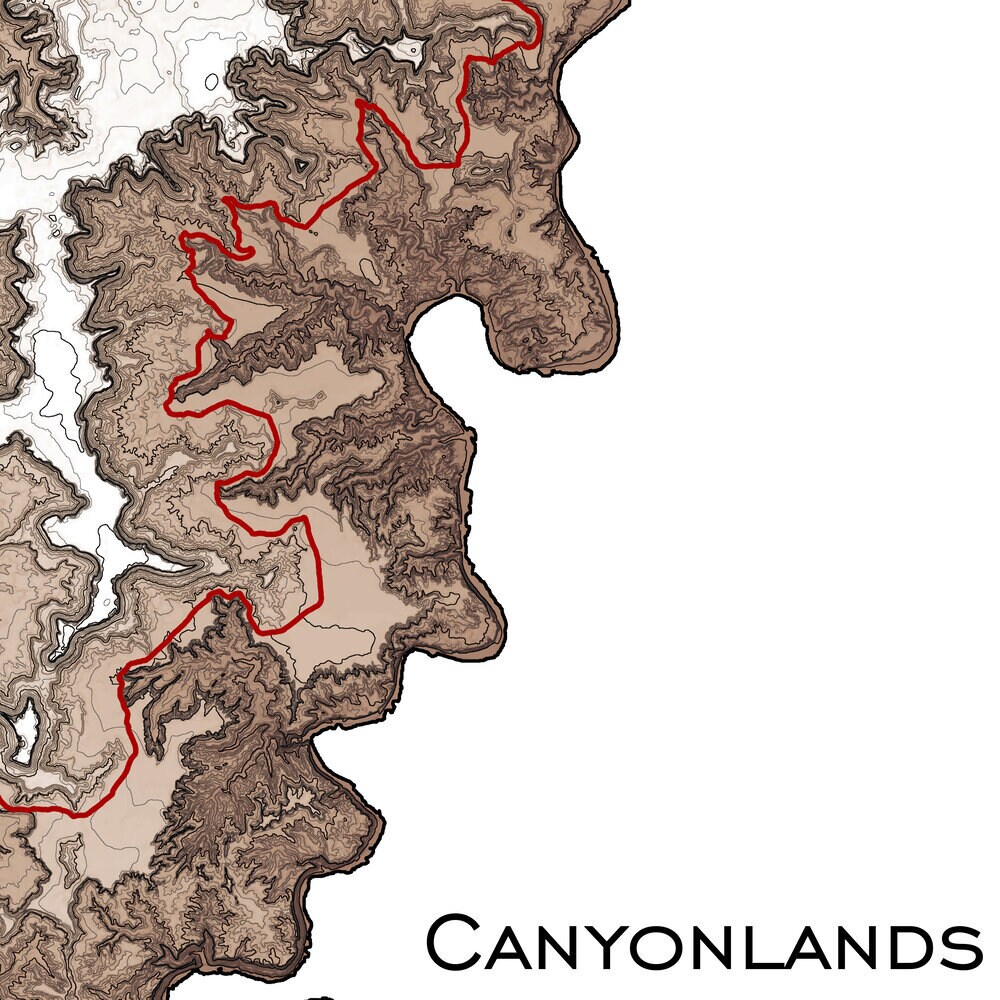 Canyonlands Topo Poster Utah Map Art White Rim Trail | Etsy