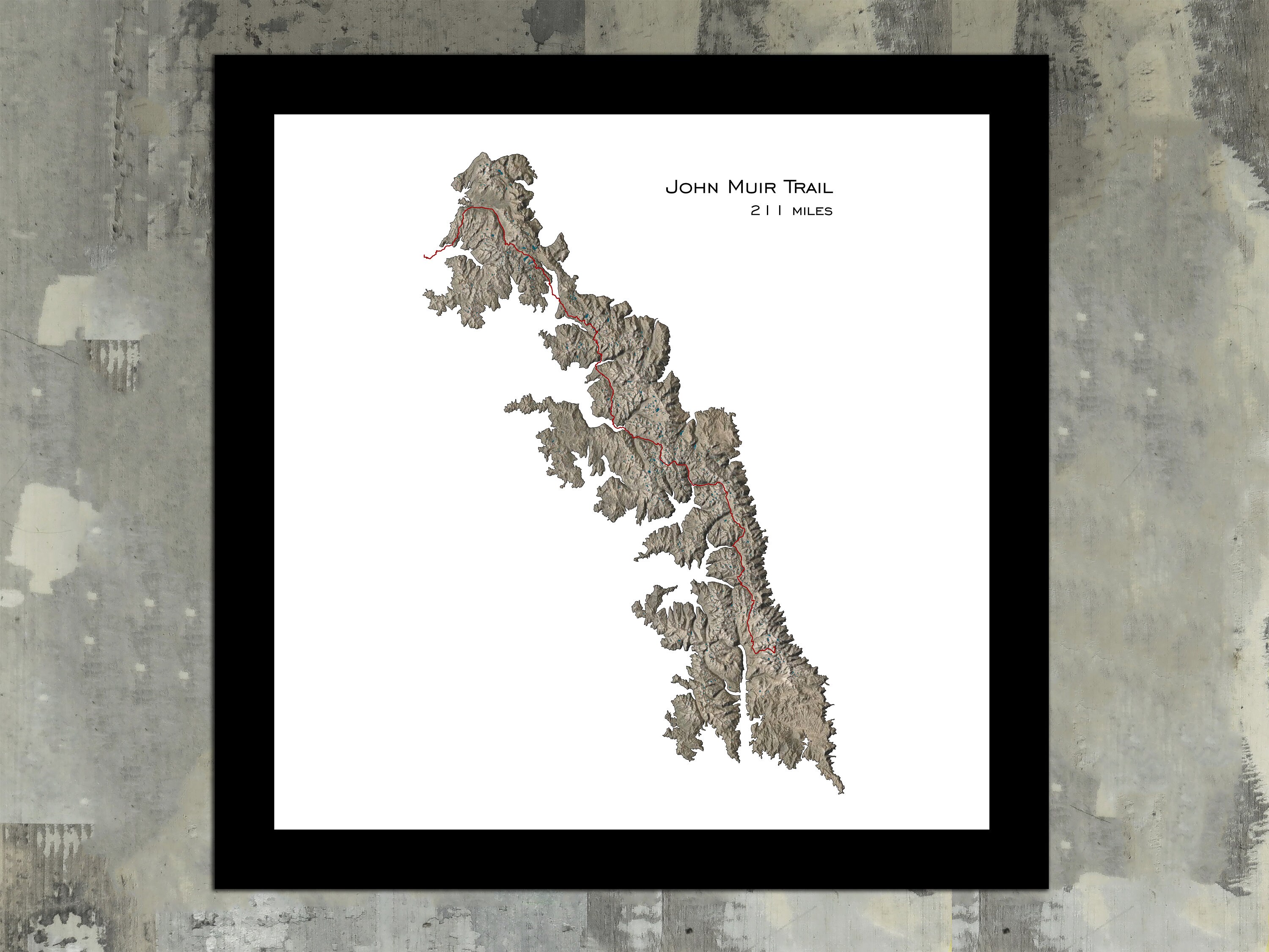 John Muir Trail Map High Sierra Map Poster, JMT Topographic Art - Etsy