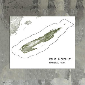 Isle Royale National Park Topographic Map Art | Michigan Minimalist Map ...