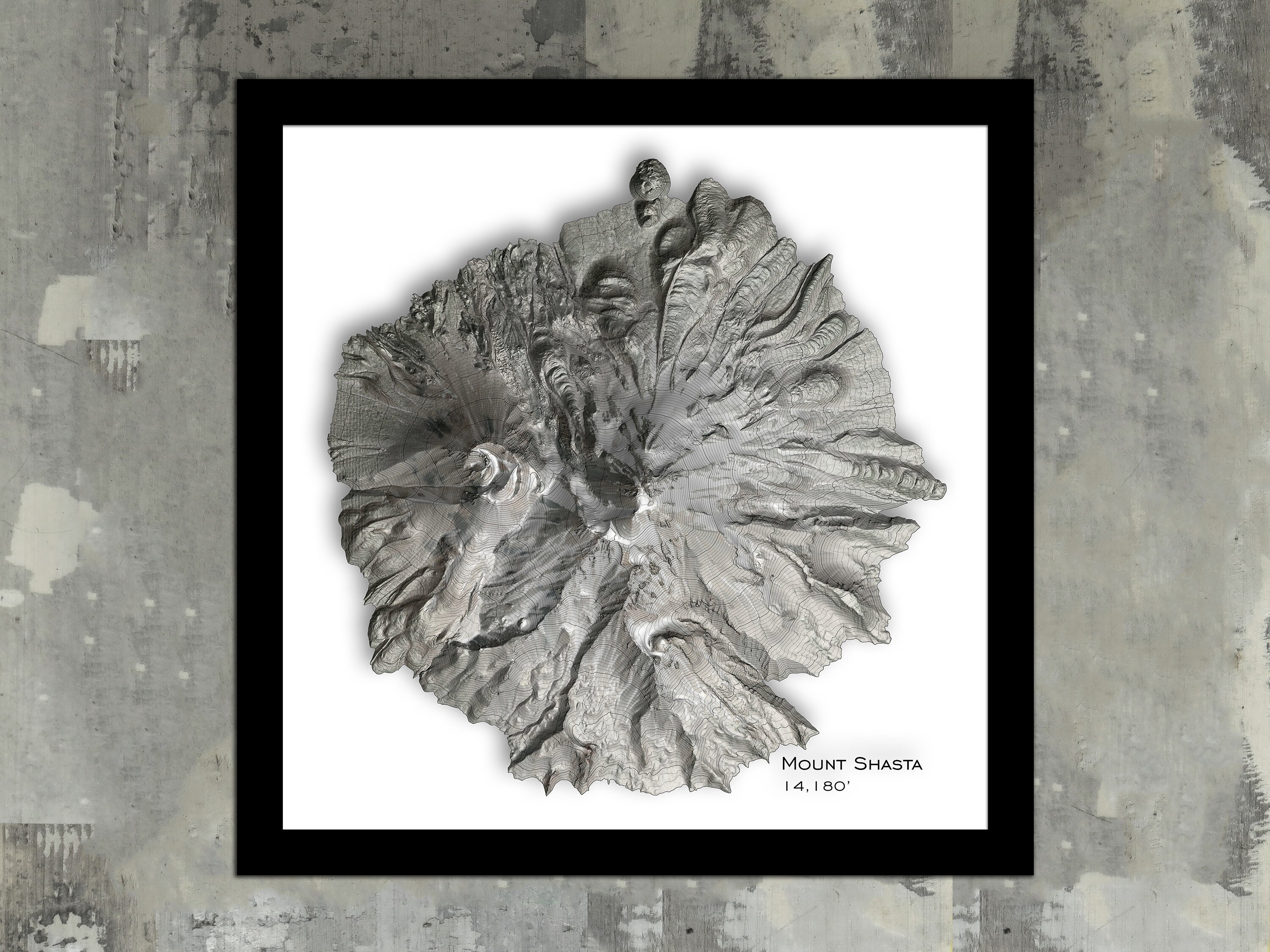 Mt Shasta Topographic Print Art Mount Shasta Map Art, Shastina ...
