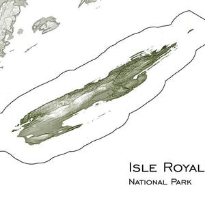 Isle Royale National Park Topographic Map Art | Michigan Minimalist Map ...