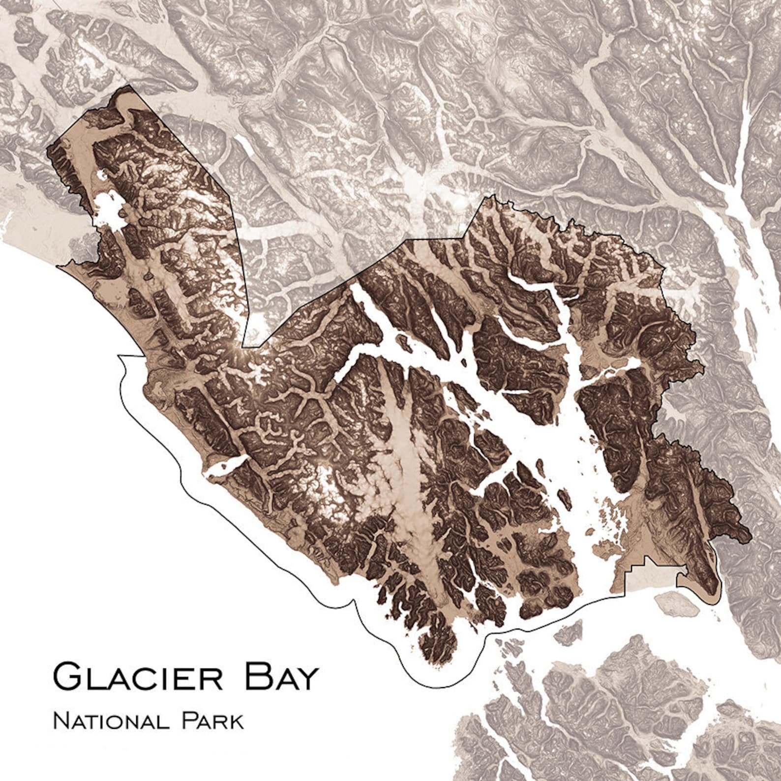 Glacier Bay Topographic Map Art Print National Park Art - Etsy