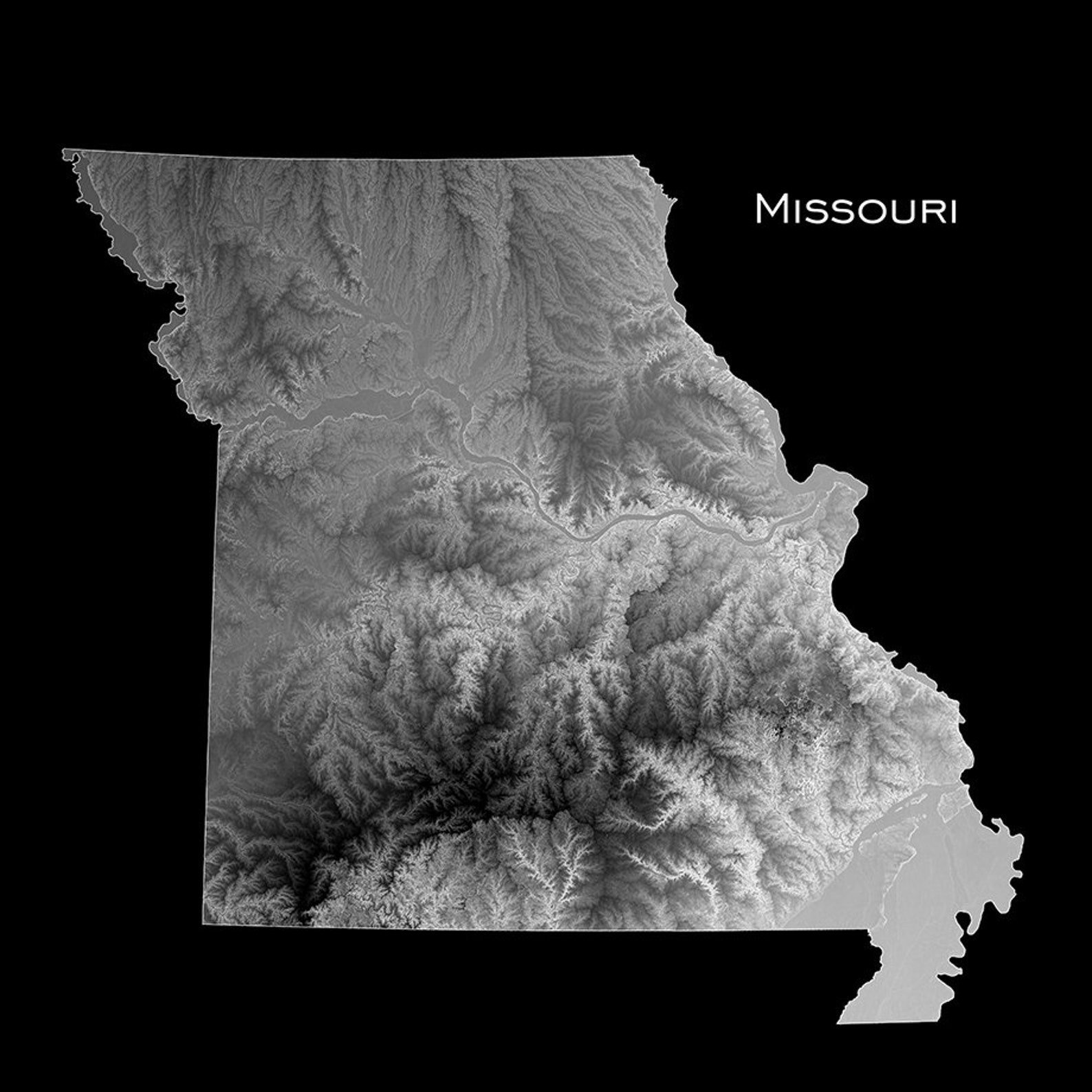 Missouri Map Art Print US State Topographic Map - Etsy