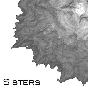 Three Sisters Topographic Map Art | Oregon Wilderness Map, Sisters ...