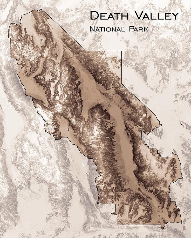 Death Valley Topographic Map Art Print | National Park Poster Artwork ...