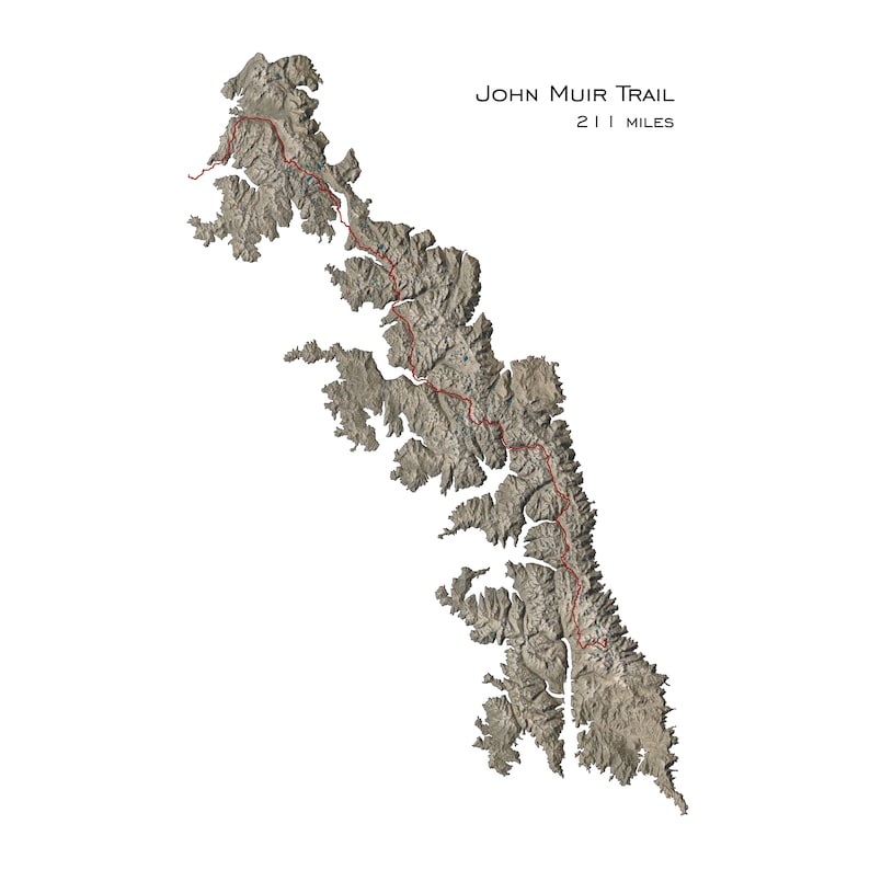 John Muir Trail Map High Sierra Map Poster, JMT Topographic Art - Etsy