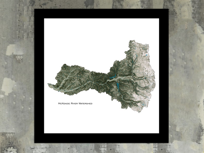 Mckenzie River Watershed Map Topographic River Map, PNW Lover Gift - Etsy