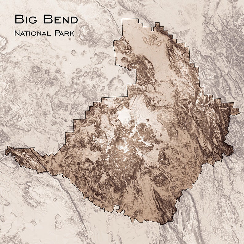 Big Bend National Park Map Art Big Bend Topographic Poster - Etsy