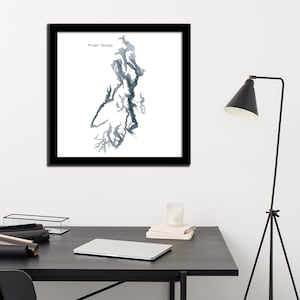 Puget Sound Map Bathymetric Depth Chart, Seattle Gifts - Etsy