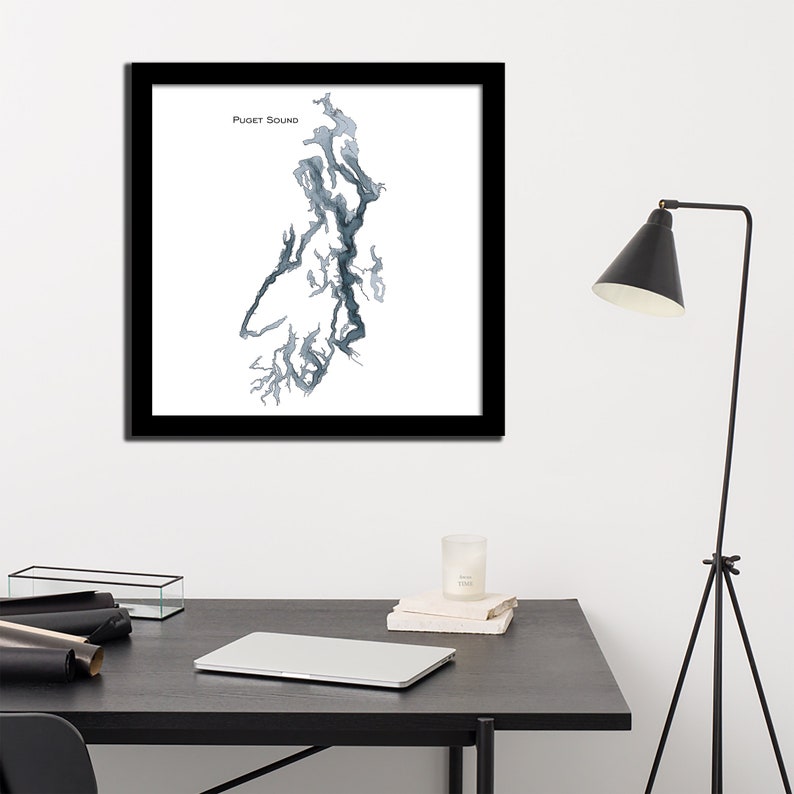Puget Sound Map Bathymetric Depth Chart Seattle Gifts - Etsy
