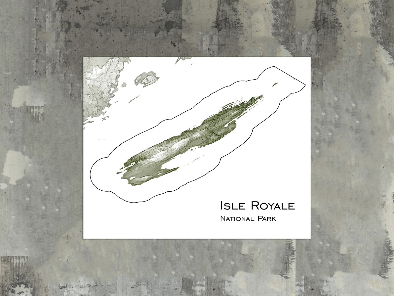 Isle Royale National Park Topographic Map Art Michigan Minimalist Map ...