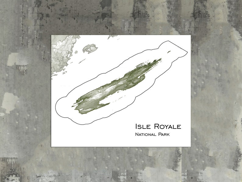 Isle Royale National Park Topographic Map Art Michigan Minimalist Map ...