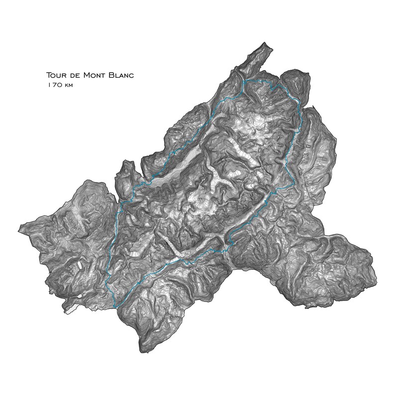 Tour Du Mont Blanc UTMB Map Art Runner Gifts. French Italian - Etsy
