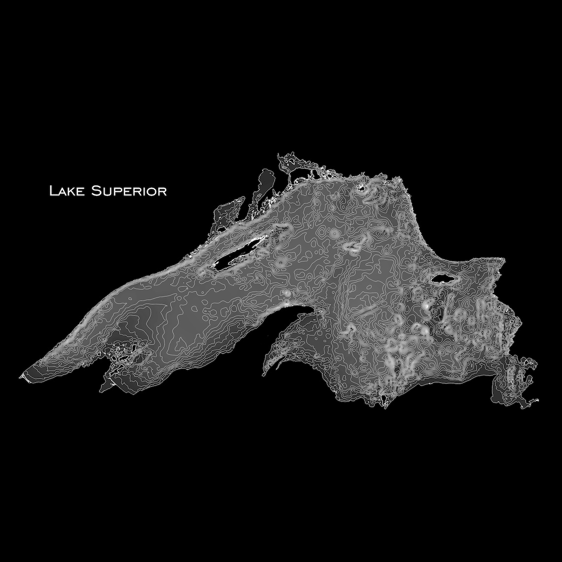 Lake Superior Depth Chart Map Bathymetric Topographic Print - Etsy