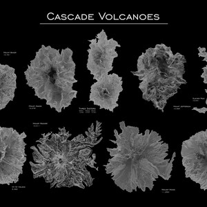Cascade Mountain Range Topographic Map Art Print | Pacific Northwest ...