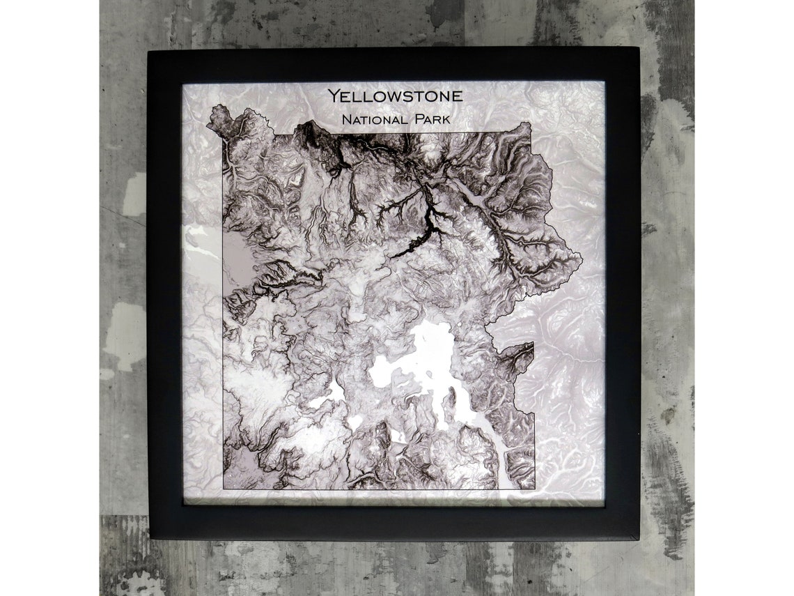 Yellowstone Topographic Map Print Yellowstone National Park | Etsy