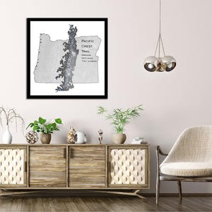 Oregon PCT Topographic Map Art Gift | Oregon Pacific Crest Trail Maps ...