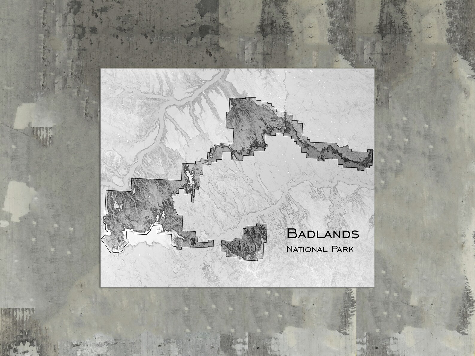 Badlands National Park Poster Map Art South Dakota - Etsy