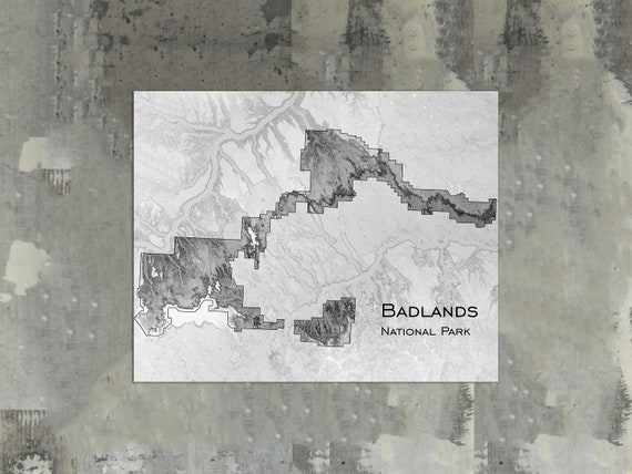 Badlands National Park Poster Map Art South Dakota | Etsy