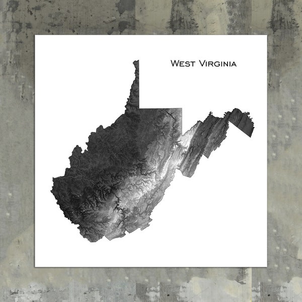 Topographical Map of West Virginia - Etsy