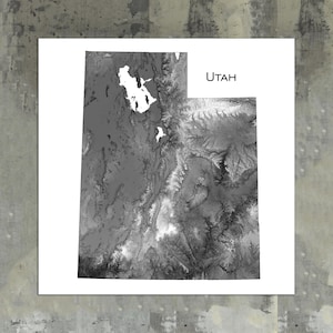 Utah Map Art Print | US State Topographic Map - Etsy