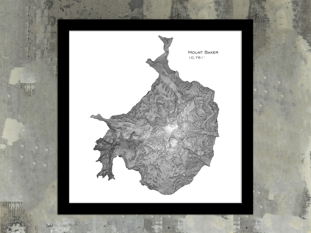 Mt Baker Topo Map Wall Art | Mount Baker Map Print, Washington ...