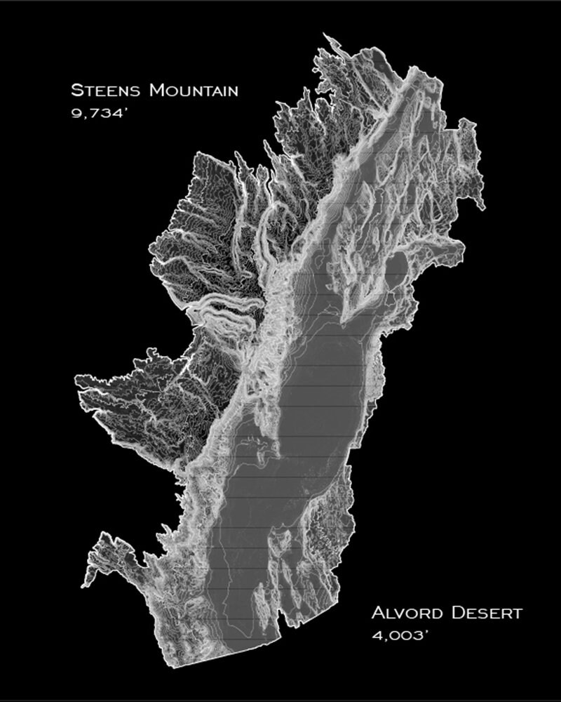 Steens Mountain Alvord Desert Map Art Print Oregon State - Etsy
