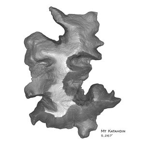 Mount Katahdin Topographic Art Print | Mt Katahdin Map, Maine Art Print ...