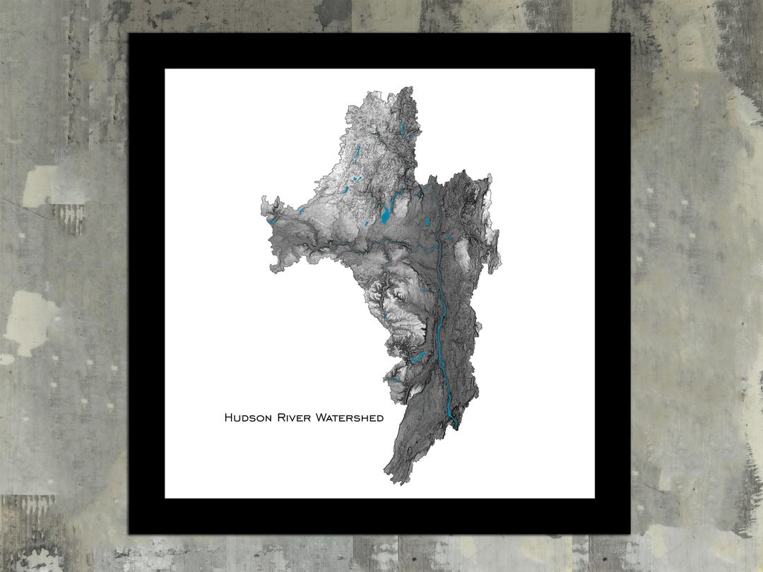 Hudson River Watershed Map | Hudson River Valley Topographic Art, New ...