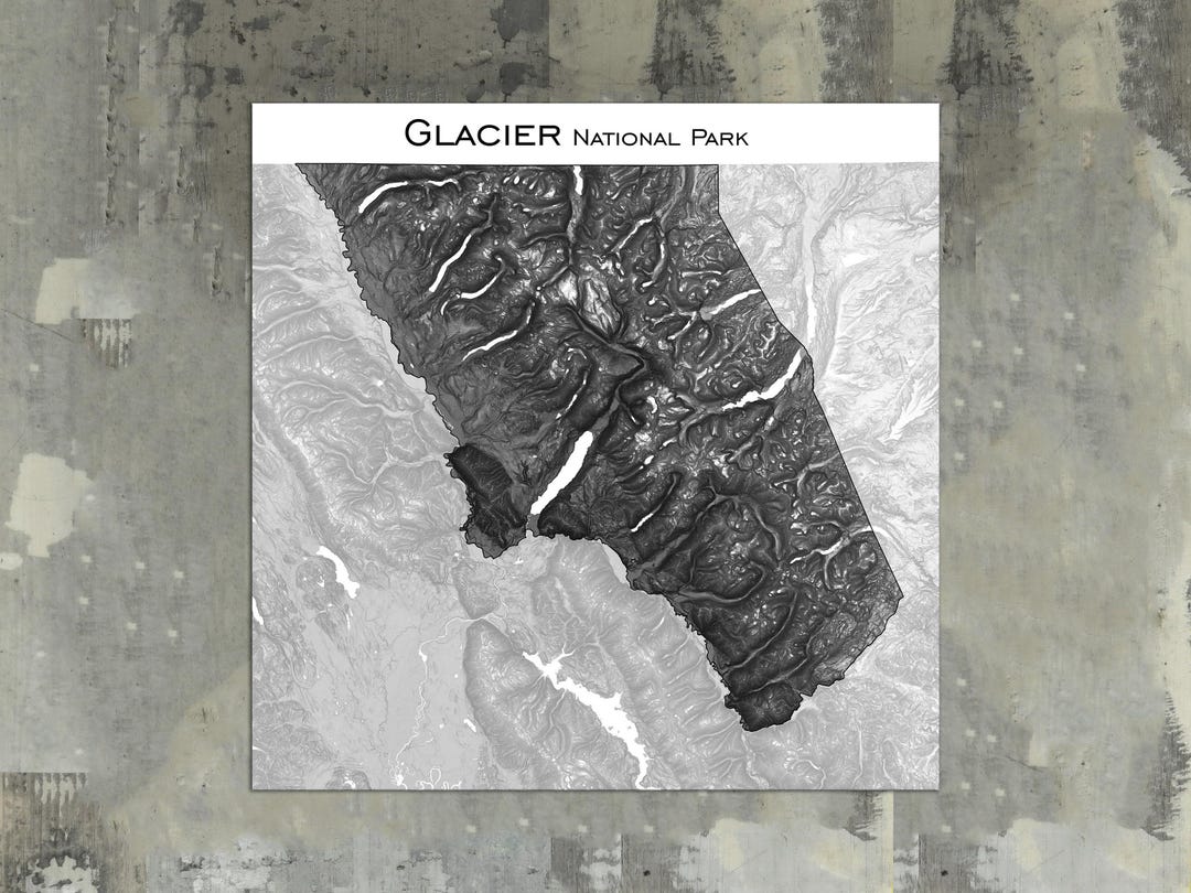 Glacier National Park Map Art Print | Montana Topographic Map - Etsy