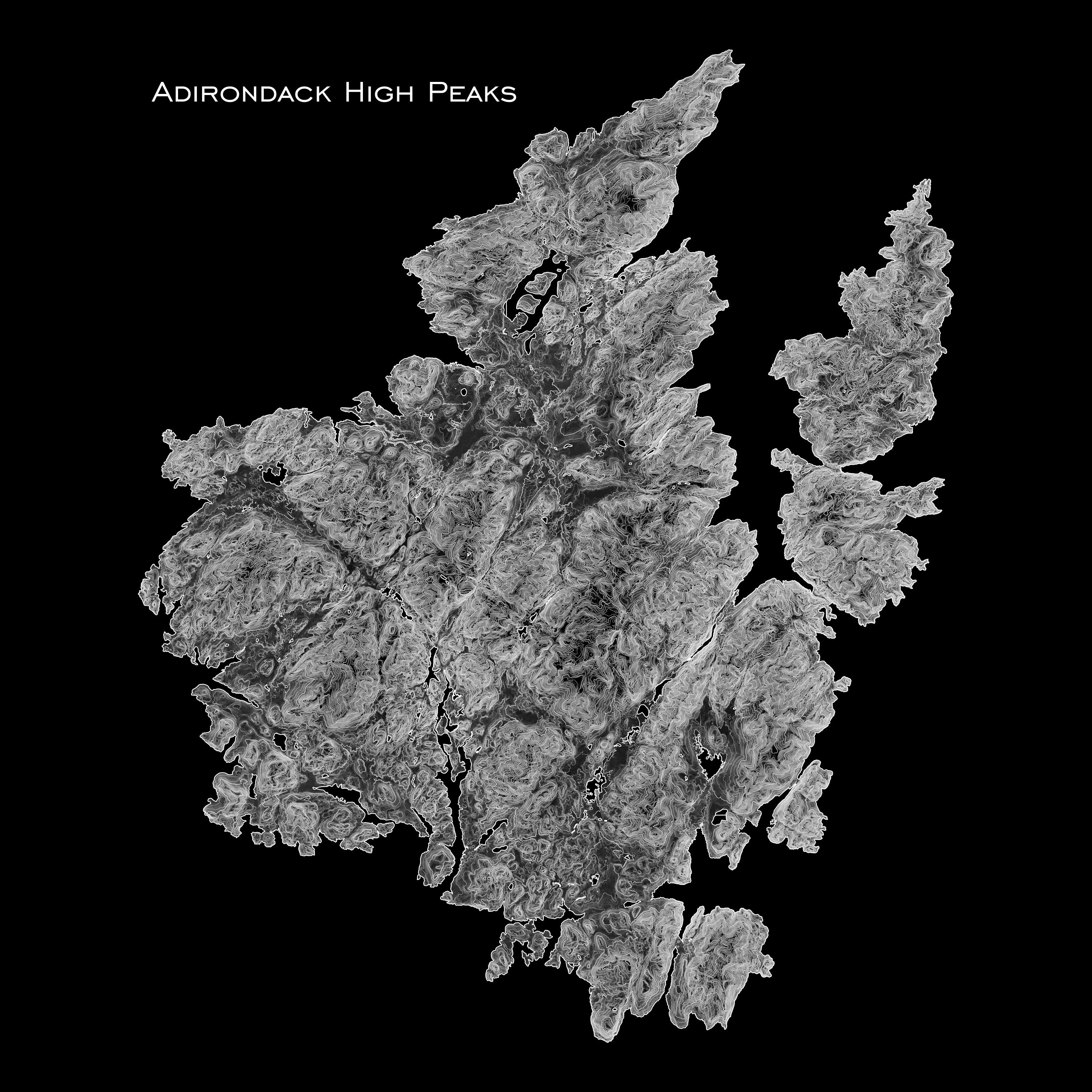 Adirondack High Peaks Map Art Print Mountain Topographic - Etsy