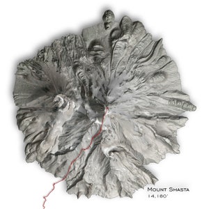 Mt Shasta Topographic Print Art Mount Shasta Map Art, Shastina ...