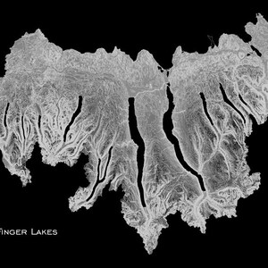 Finger Lakes Map Wall Art New York Topographic Wall Decor, Otisco ...