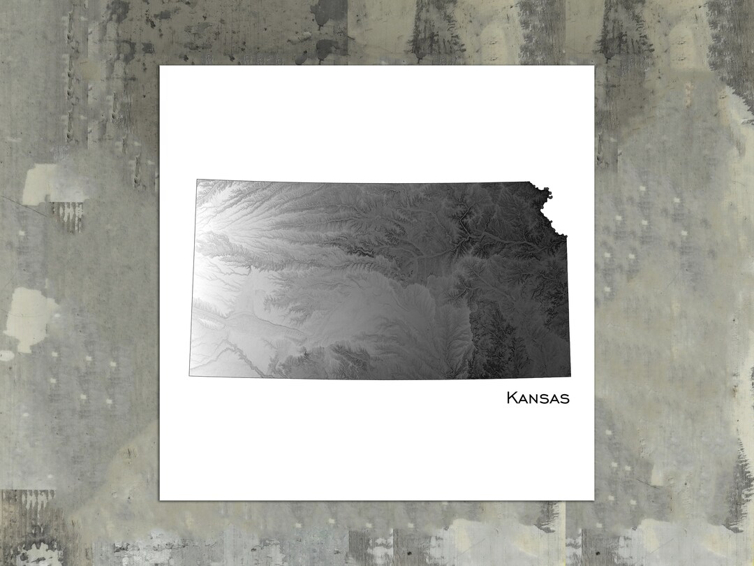 Kansas Map Art Print US State Topographic Map - Etsy