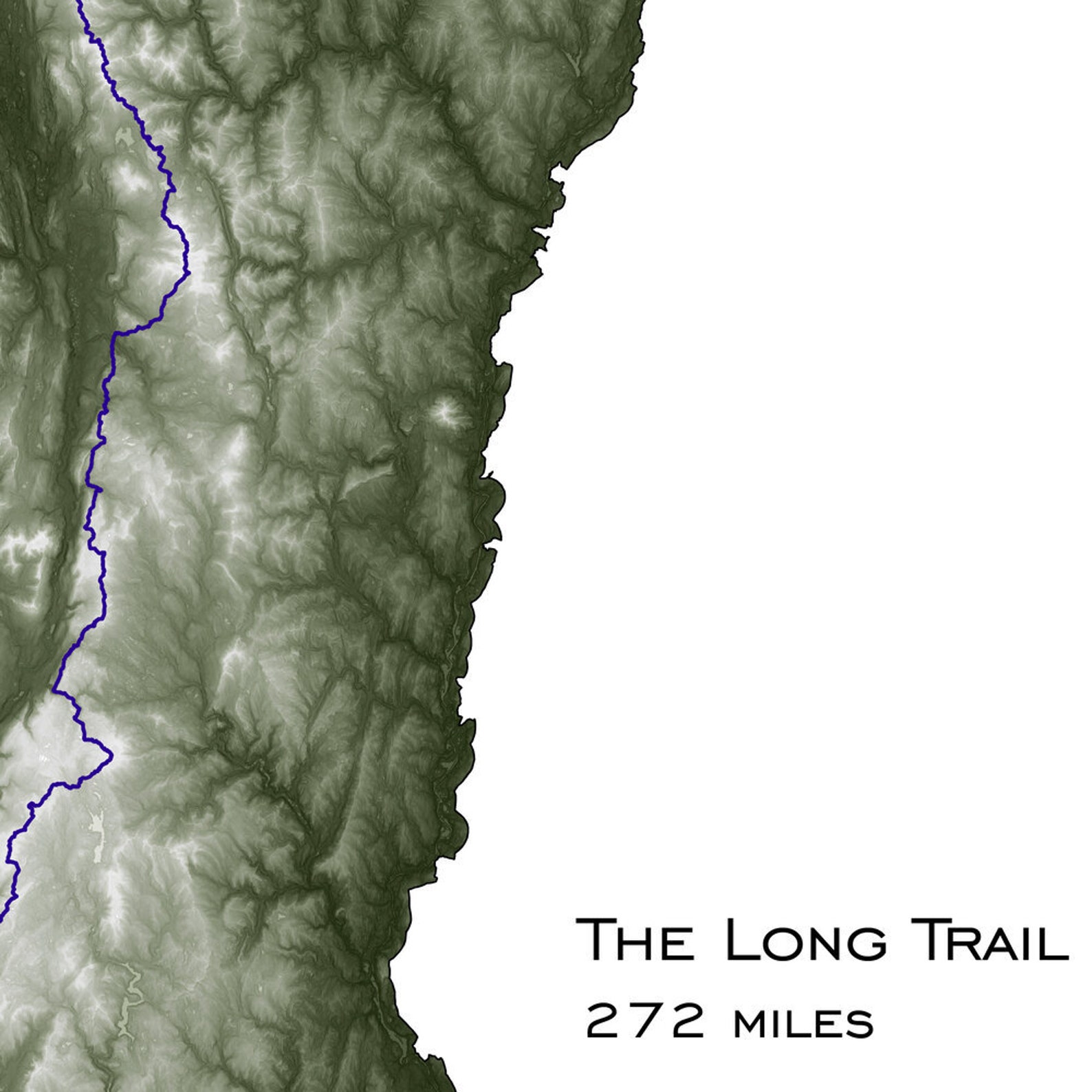 Long Trail Vermont Map Green Mountains Print, Gift for Hiker - Etsy