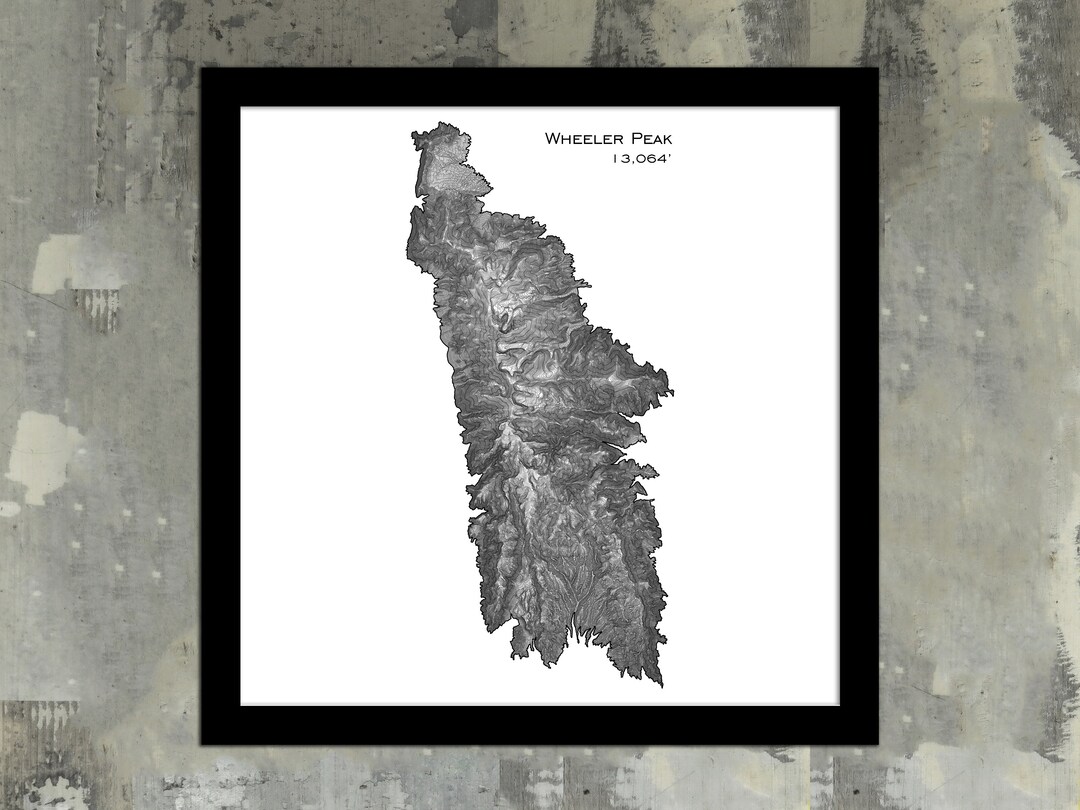 Wheeler Peak NV Map Art Print Great Basin National Park Map, Nevada ...