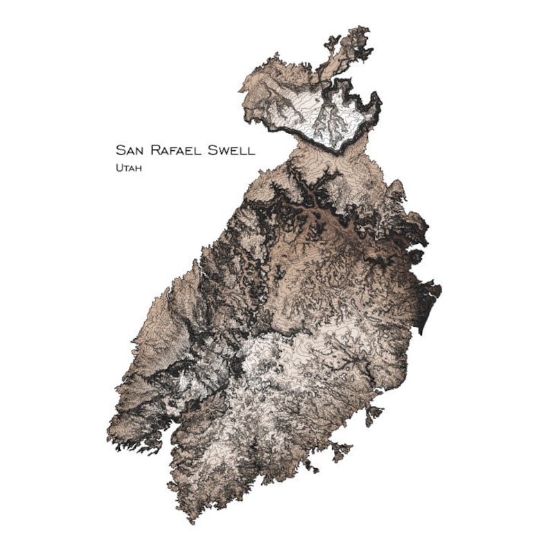 San Rafael Swell Map Art Print Utah Topographic Map Custom | Etsy
