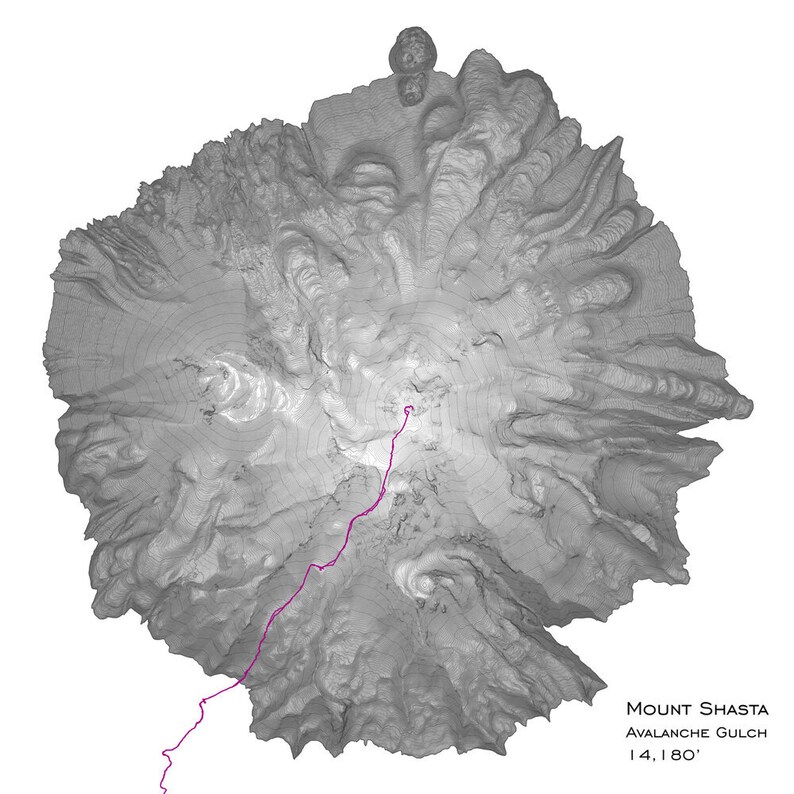 Mt Shasta Topographic Print Art Mount Shasta Map Art - Etsy