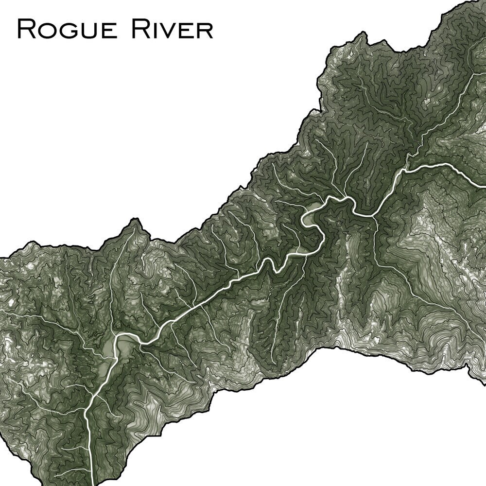 Rogue River Oregon Topographic Map Art Print River Map Art | Etsy