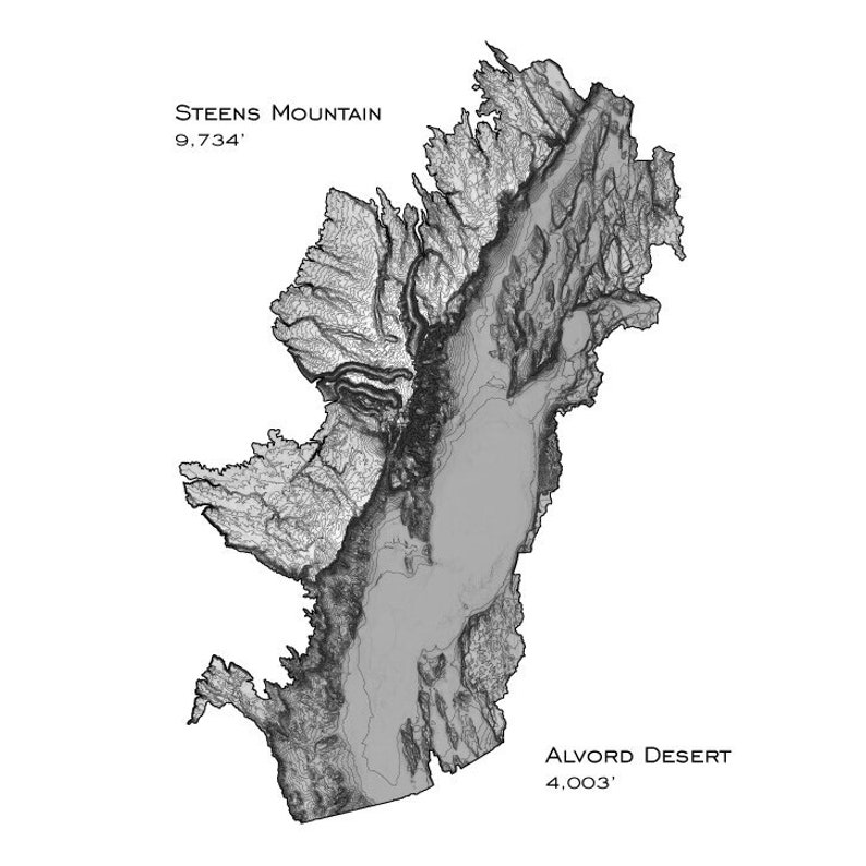 Steens Mountain Alvord Desert Map Art Print Oregon State - Etsy